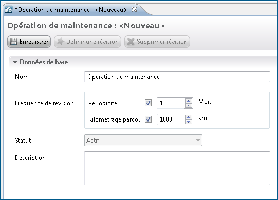 Définir une opération de maintenance